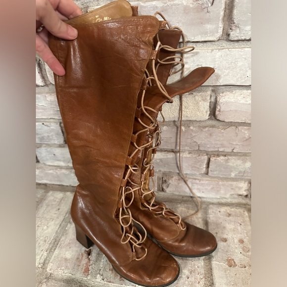 gilma | Shoes | Vintage Gilma Lace Up Front Brown Boots Leather Made In ...